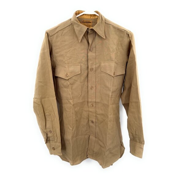Blend | Shirts | Vintage Creighton Usmc Beige Mens Wool Long Sleeve ...
